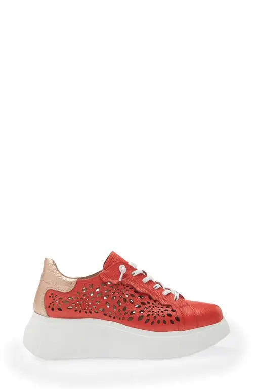 WONDERS Laser Cutout Platform Sneaker - Flame/rame