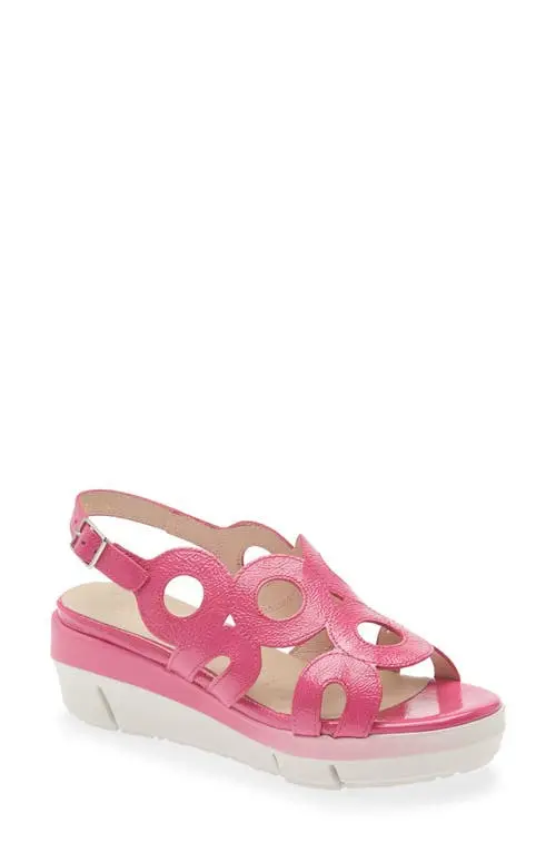 WONDERS Slingback Platform Slide Sandal - Lack Fuchsia