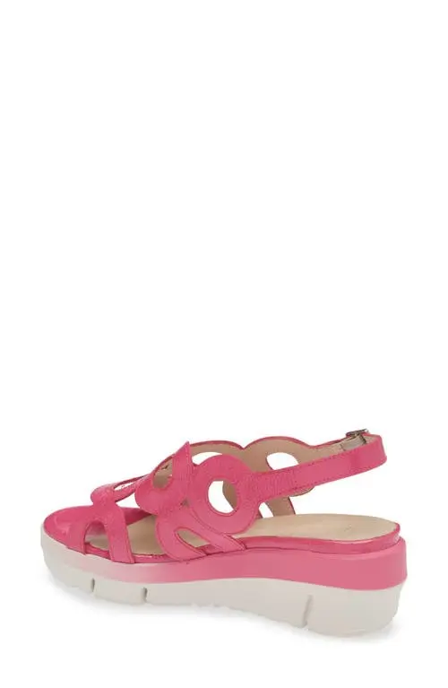 WONDERS Slingback Platform Slide Sandal - Lack Fuchsia