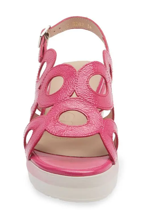 WONDERS Slingback Platform Slide Sandal - Lack Fuchsia