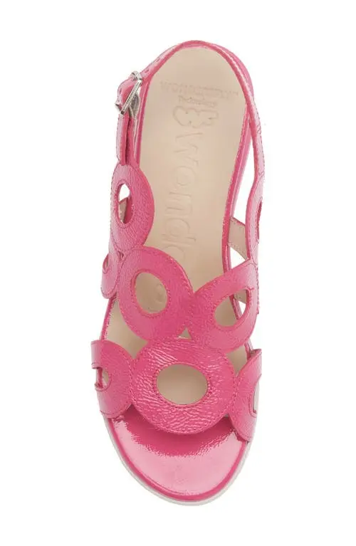 WONDERS Slingback Platform Slide Sandal - Lack Fuchsia