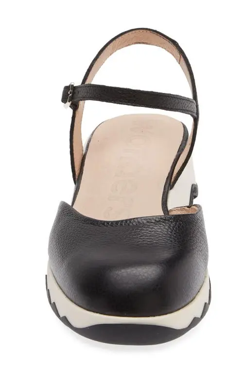 WONDERS Ankle Strap Platform Ballet Pump - Wild Black