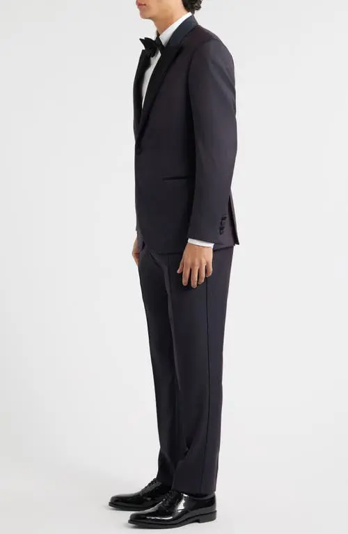 Emporio Armani Dark Purple Peak Lapel Virgin Wool Tuxedo - Solid Dark Purple