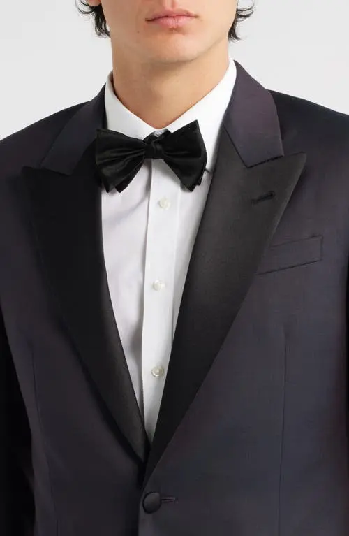 Emporio Armani Dark Purple Peak Lapel Virgin Wool Tuxedo - Solid Dark Purple