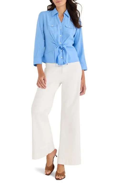 NIC+ZOE Tie Front Button-up Shirt - French Blue