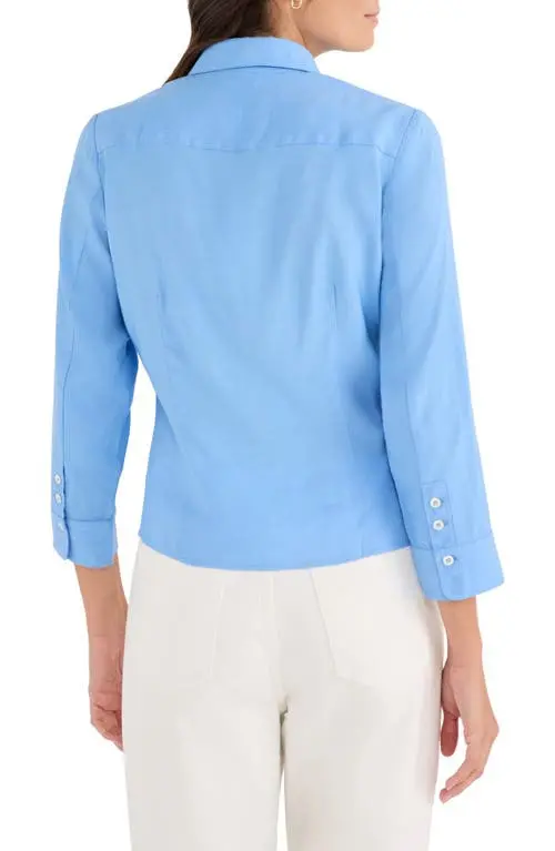 NIC+ZOE Tie Front Button-up Shirt - French Blue