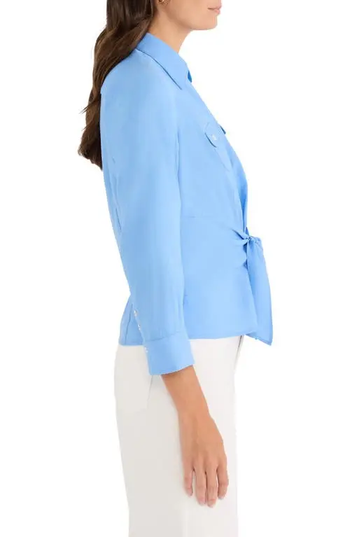 NIC+ZOE Tie Front Button-up Shirt - French Blue