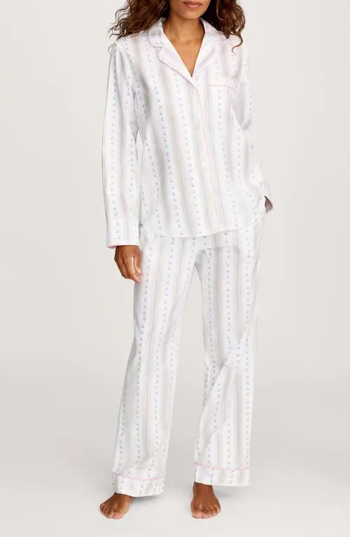 PETITE PLUME Brushed Cotton Twill Pajamas - White
