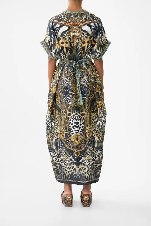 Camilla Short Sleeve Kaftan With Tie Waist