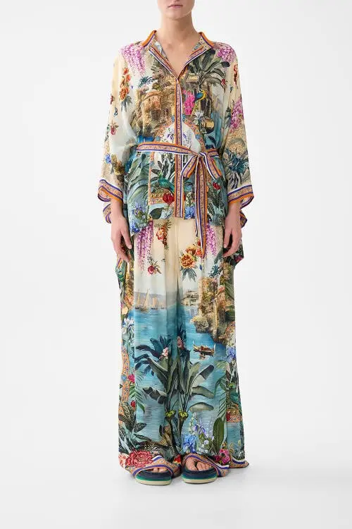 Camilla Button Through Scarf Blouse - Bodrum Botanicals