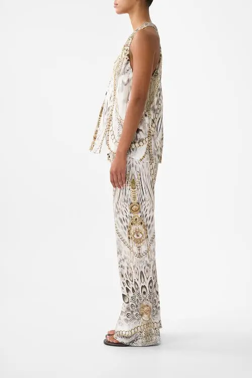 Camilla V-neck Top With Knot Back