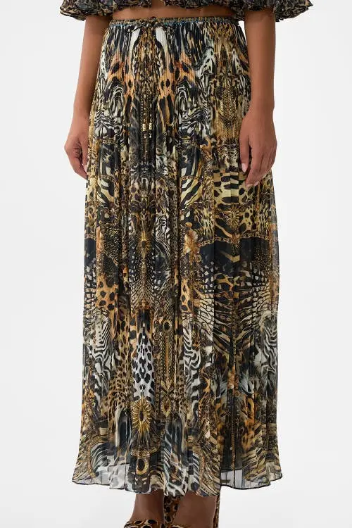 Camilla Printed Pleated Midi Skirt