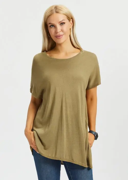 Betabrand Asymmetrical Boatneck Sweater - Chai Tea