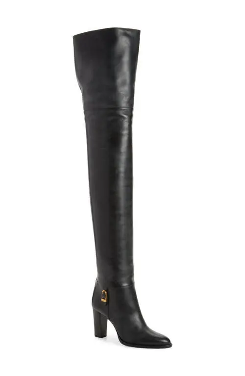 Saint Laurent Julia Divine Thigh High Boot - Noir