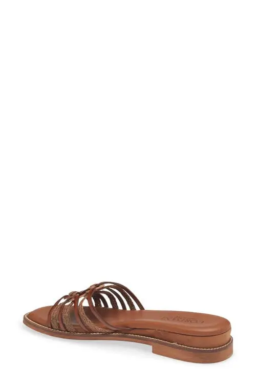 Cordani Hollace Leather & Raffia Slide Sandal
