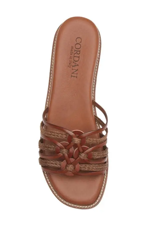 Cordani Hollace Leather & Raffia Slide Sandal