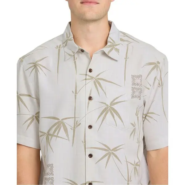 QUIKSILVER WATERMAN Bamb Bay Wm Ss Short Sleeve Shirt - Silver Birch