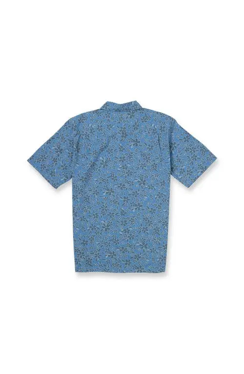 QUIKSILVER WATERMAN Flower Field Wm Ss Short Sleeve Shirt - Blue Shadow