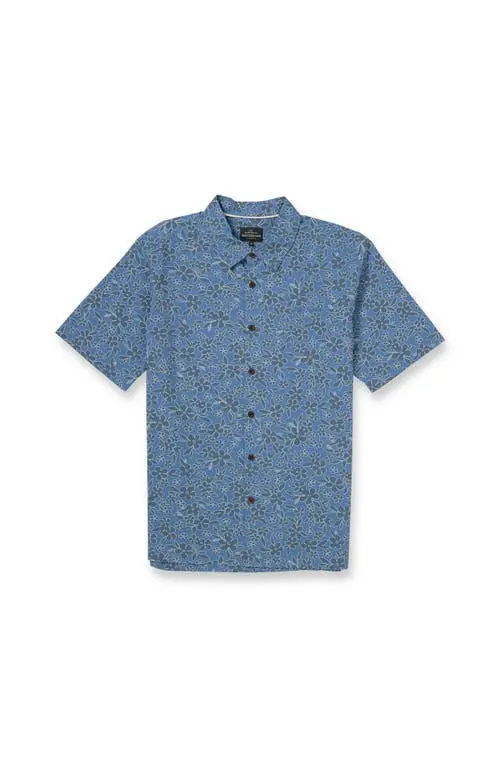 QUIKSILVER WATERMAN Flower Field Wm Ss Short Sleeve Shirt - Blue Shadow