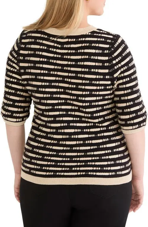 NIC+ZOE Atelier Striped Short Sleeve Sweater