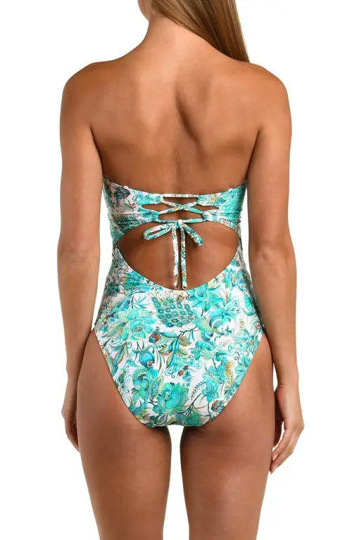 SUNSHINE 79 Free Spirit Printed Bandeau One-piece Swimsuit - Blue/green Multi