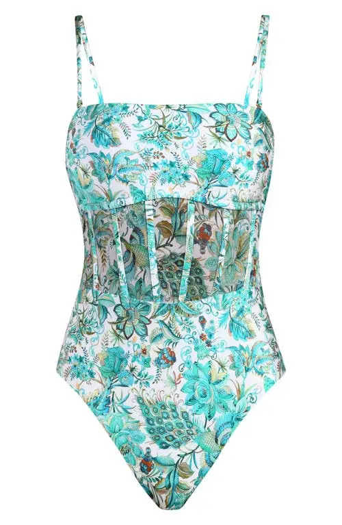 SUNSHINE 79 Free Spirit Printed Bandeau One-piece Swimsuit - Blue/green Multi