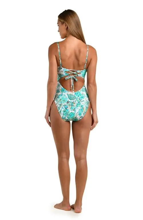 SUNSHINE 79 Free Spirit Printed Bandeau One-piece Swimsuit - Blue/green Multi