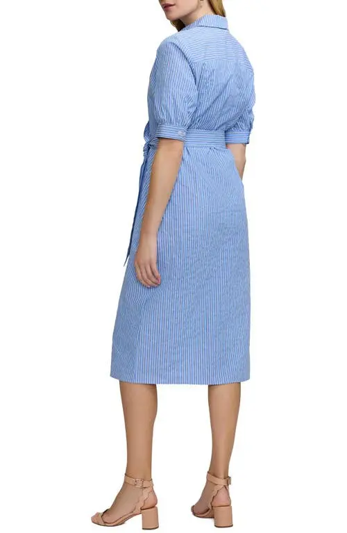 Foxcroft Esther Belted Stripe Cotton Shirt Dress