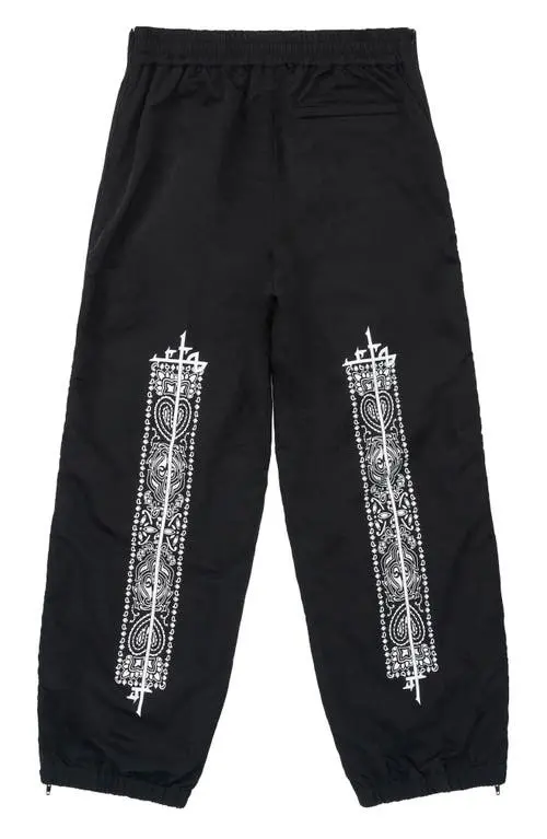 RtA Nixon Placed Paisley Print Nylon Joggers - Black Paisley