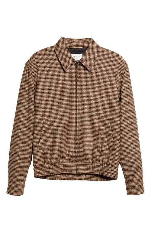 Saint Laurent Houndstooth Bomber Jacket - Beige/marron/noir