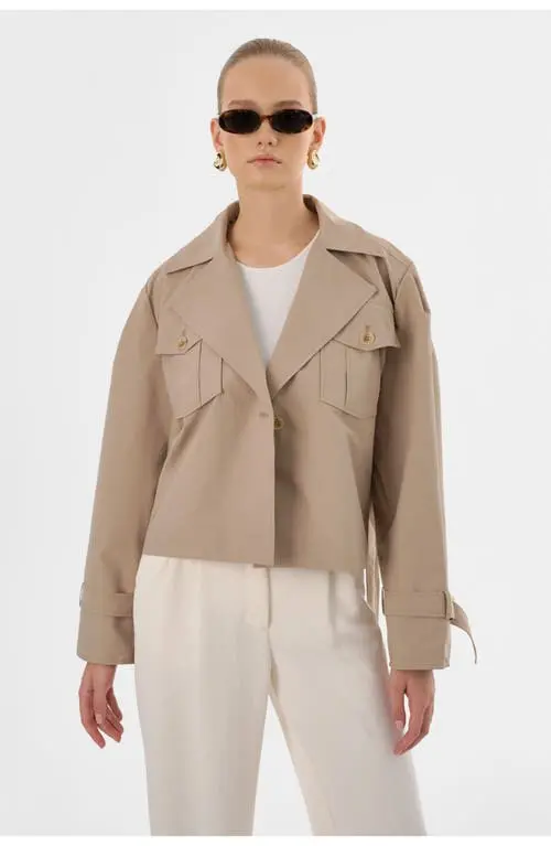 LAMARQUE Cropped Trench Coat - Khaki