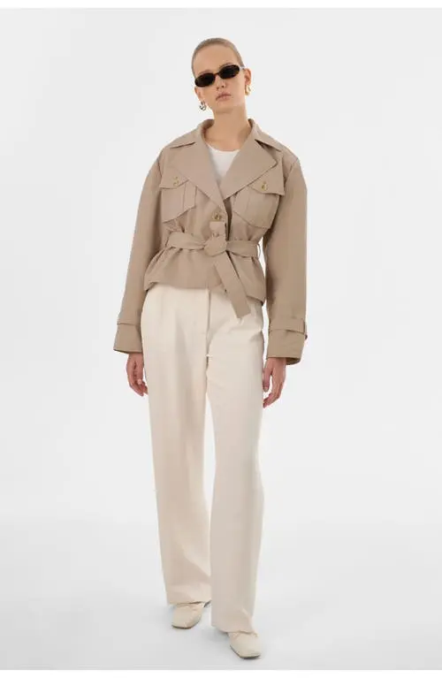 LAMARQUE Cropped Trench Coat - Khaki