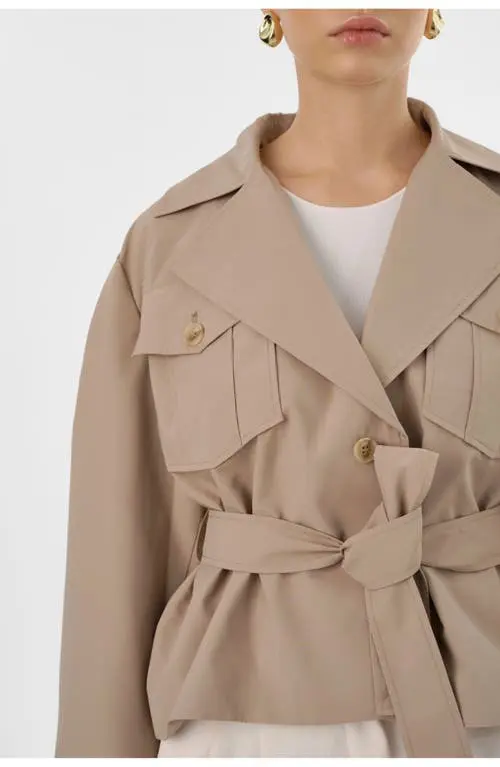 LAMARQUE Cropped Trench Coat - Khaki