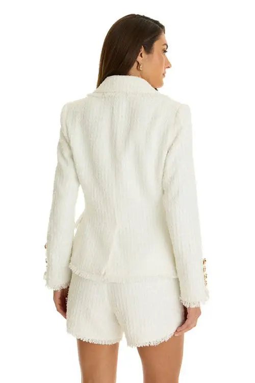 THE NOLI SHOP Giselle Single-breasted Tweed Blazer - White