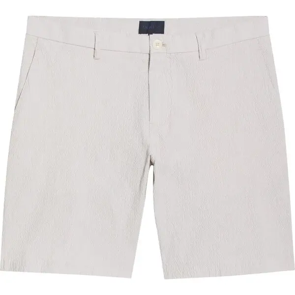 DEKE Galaxy Bermuda Flat Front Stretch Cotton Seersucker Shorts - Sand