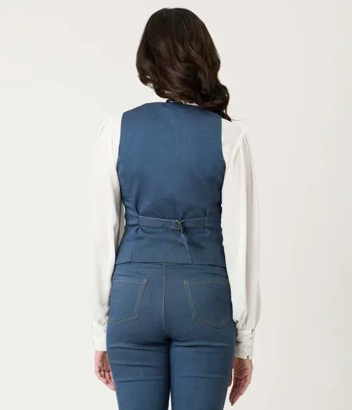 Unique Vintage 1940s Embroidered Button-up Vest