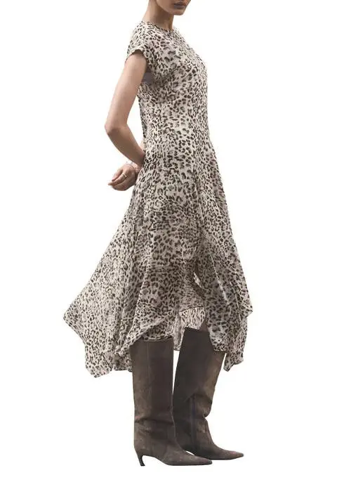 Mint Velvet Leopard Print Cap Sleeve Midi Dress
