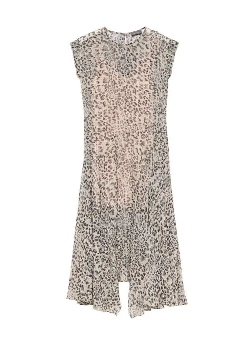 Mint Velvet Leopard Print Cap Sleeve Midi Dress