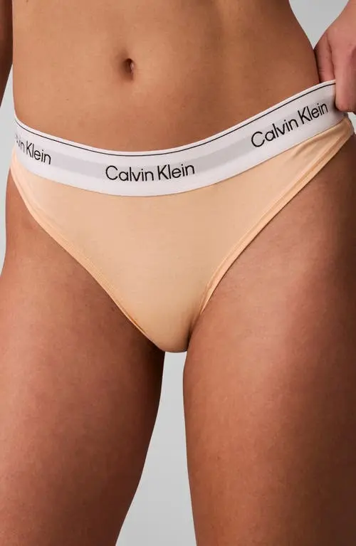 Calvin Klein Icon Cotton Blend Thong - Peach Bliss
