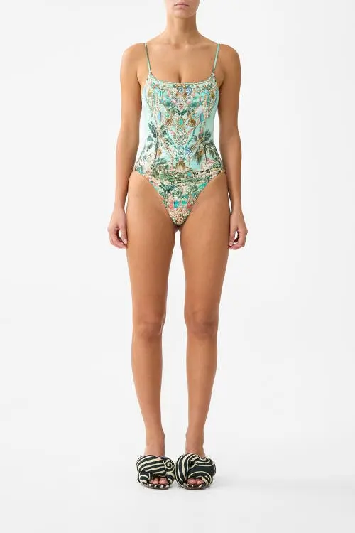 Camilla Straight Neck One Piece With Back Strap Detail - Balearic Bebé
