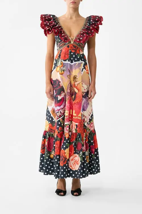 Camilla Frill Neck Dress With Hardware