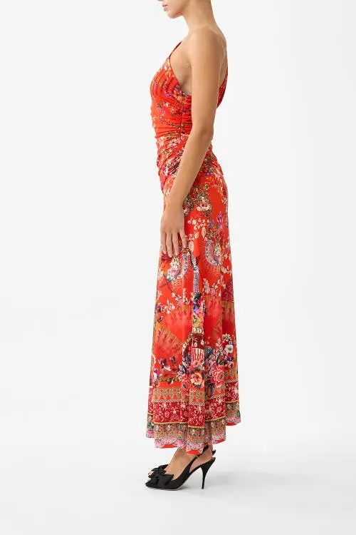 Camilla Gathered Jersey One Shoulder Maxi Dress