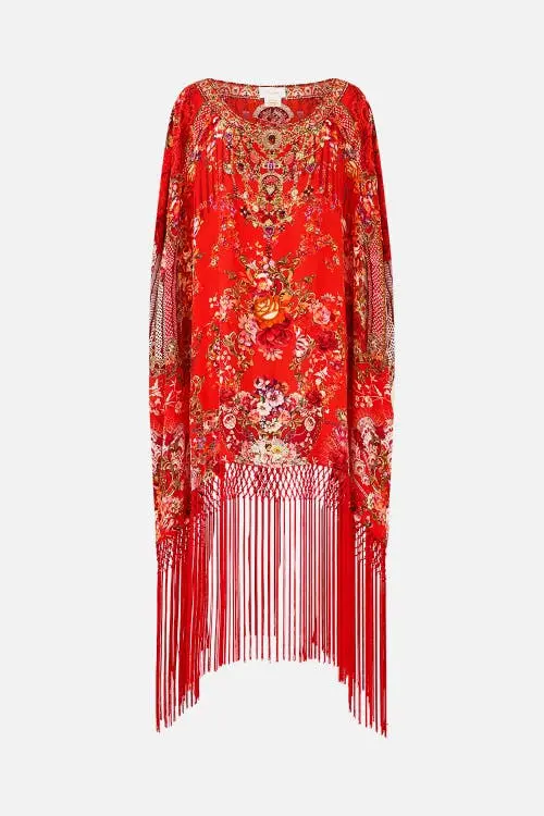 Camilla Short Round Neck Kaftan With Fringing - Olé Olé