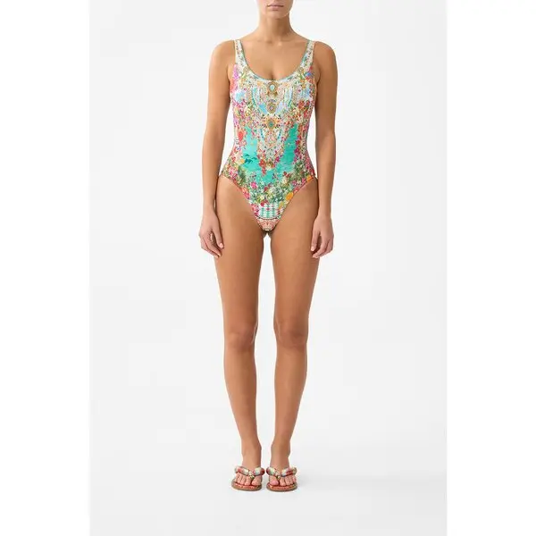 Camilla Wide Strap Round Neck One Piece With Low Back - Meet Me In Mallorca