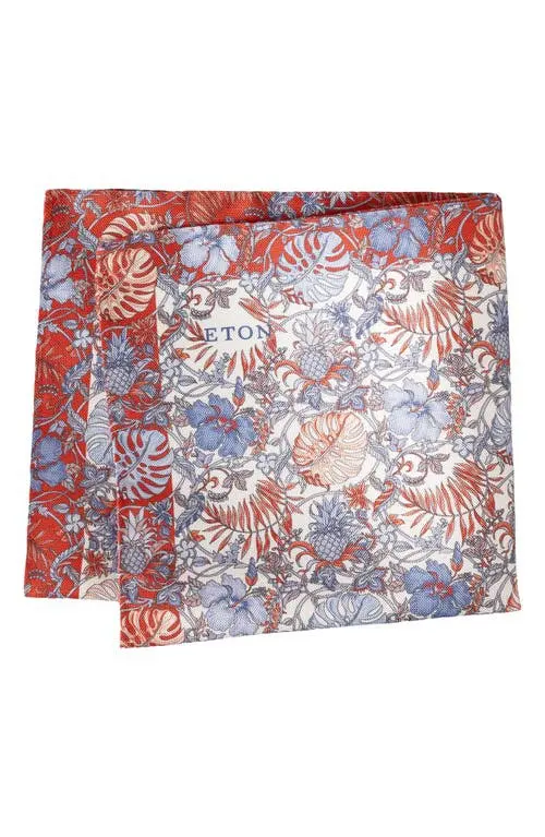 Eton Red Tropical Oxford Silk Pocket Square - Medium Red