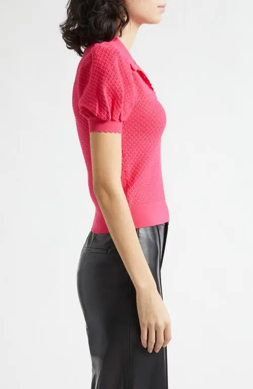 Alice + Olivia Ramona Pointelle Polo Sweater