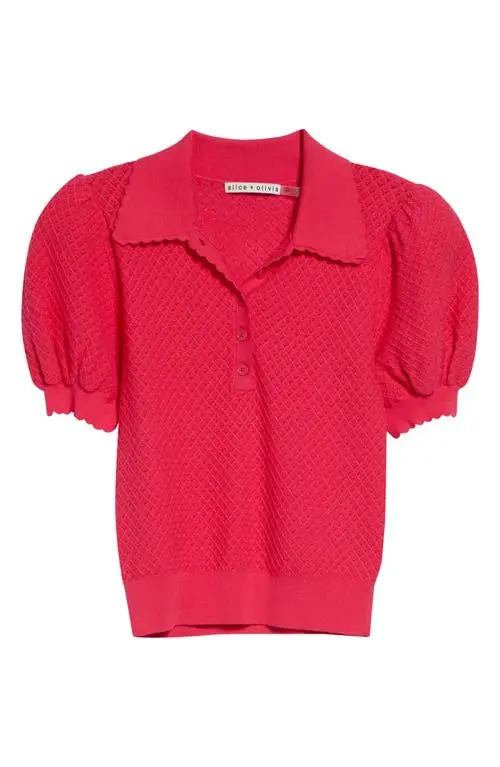 Alice + Olivia Ramona Pointelle Polo Sweater