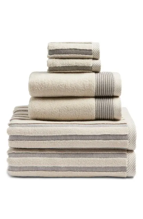 Nordstrom Mixed Stripe 6-piece Cotton Towel Set - Beige Oatmeal Multi