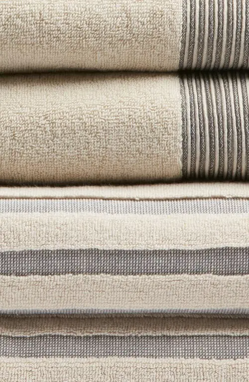 Nordstrom Mixed Stripe 6-piece Cotton Towel Set - Beige Oatmeal Multi