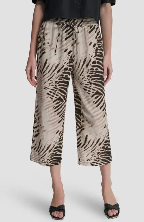 Dkny Printed Linen Drawstring Pants - Brushed Sandbed